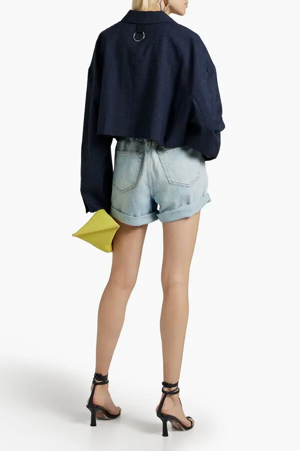 FRAME Faded Denim Shorts With Elasticated Waist