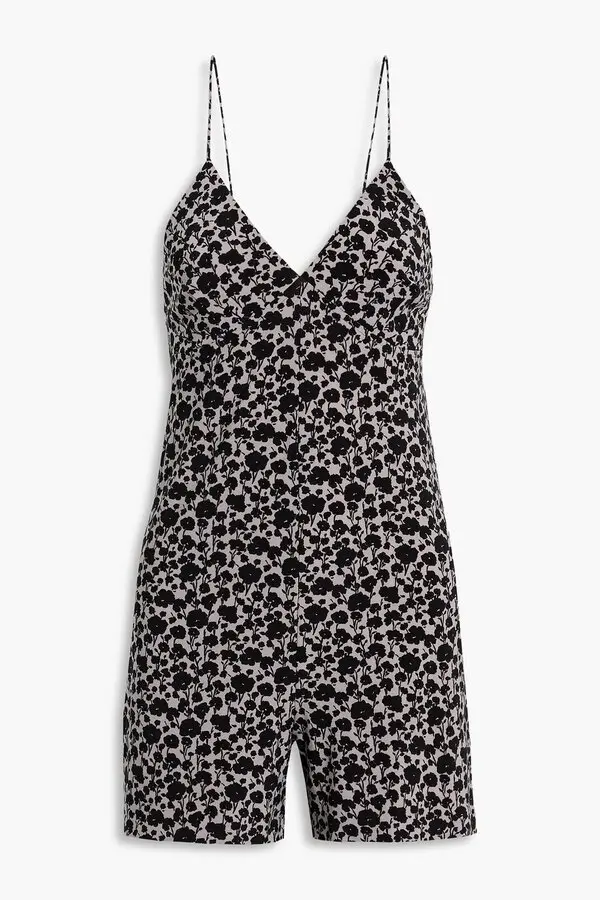 Norma Kamali Floral Print Jersey Playsuit - Lilac