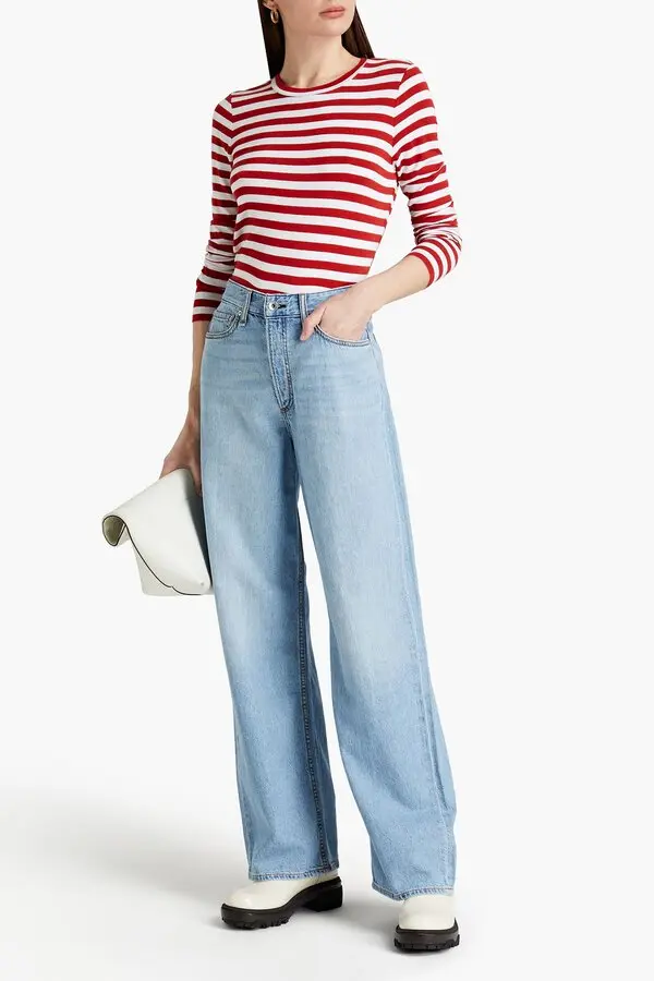 Rag & Bone Logan High Rise Wide Leg Jeans - Light Denim