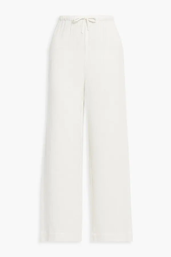 Onia Crinkled Cotton-gauze Wide-leg Pants - Off-white