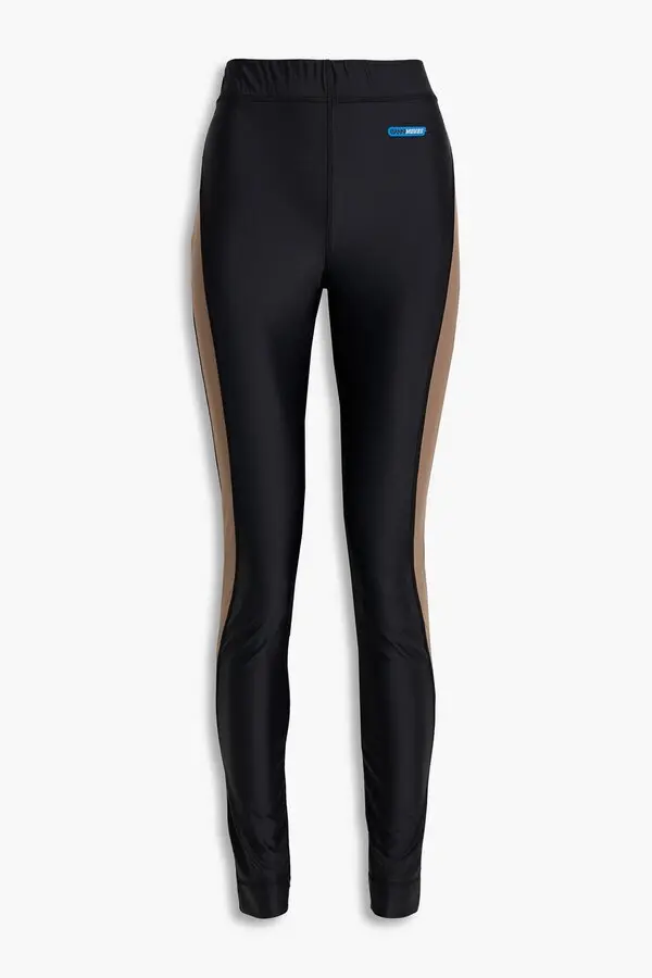 GANNI Appliquéd Striped Stretch Leggings - Black