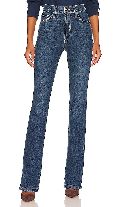 FAVORITE DAUGHTER Valentina Super High Rise Boot Cut Jeans In Denim-dark - Woodside