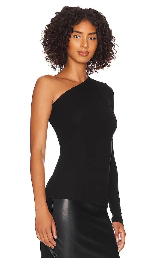 Enza Costa Silk Knit Angled One Shoulder Top
