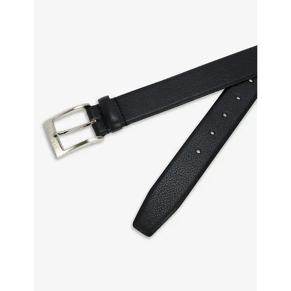 DENTS Logo-engraved Leather Belt - Matt Black