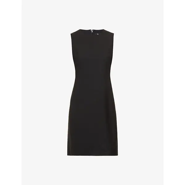 Theory Scoop-neck Sleeveless Fitted Stretch-wool Mini Dress