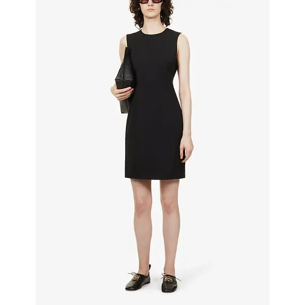 Theory Scoop-neck Sleeveless Fitted Stretch-wool Mini Dress