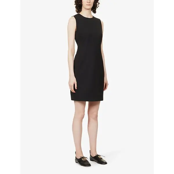 Theory Scoop-neck Sleeveless Fitted Stretch-wool Mini Dress
