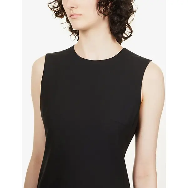 Theory Scoop-neck Sleeveless Fitted Stretch-wool Mini Dress