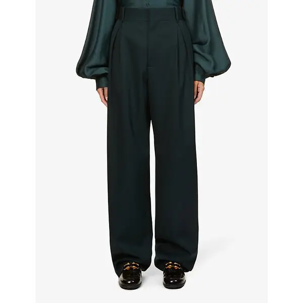 Bottega Veneta Wide-leg High-rise Wool-blend Trousers