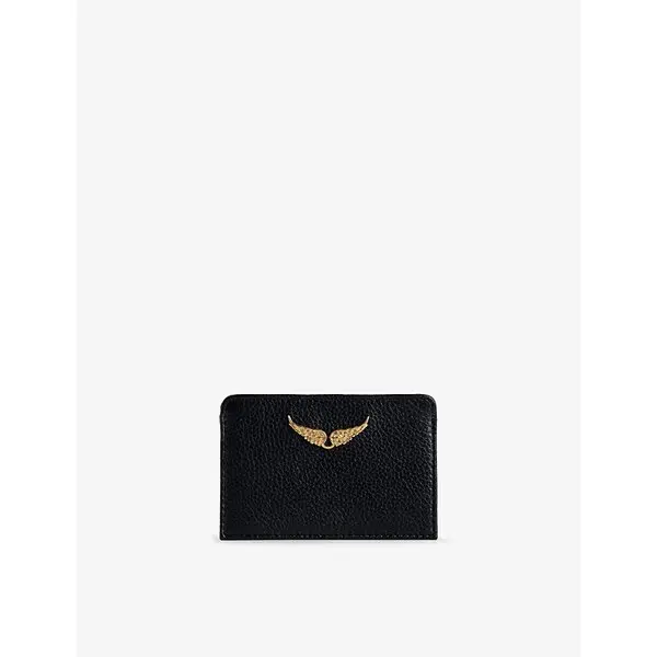 Zadig&Voltaire Zv Pass Logo-plaque Leather Cardholder - Noir Gold