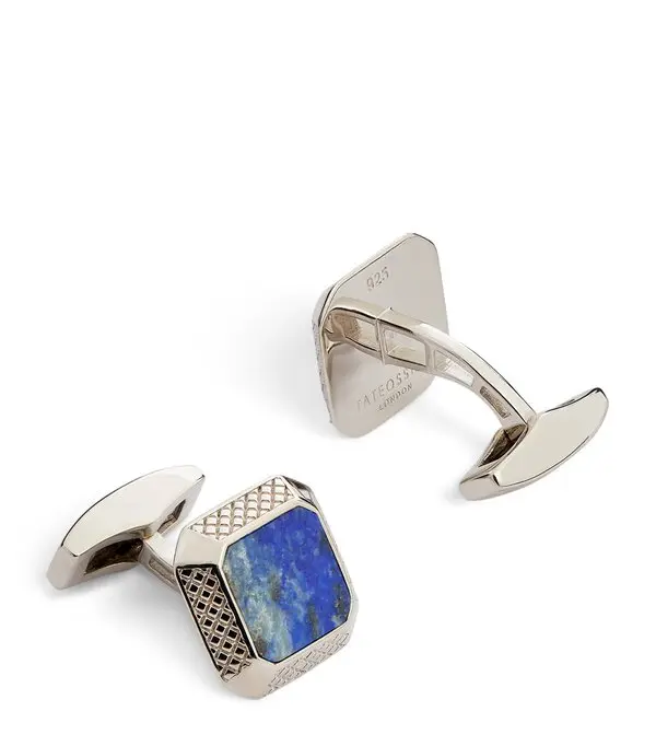 Tateossian Sterling Silver And Lapis Cufflinks - Blue
