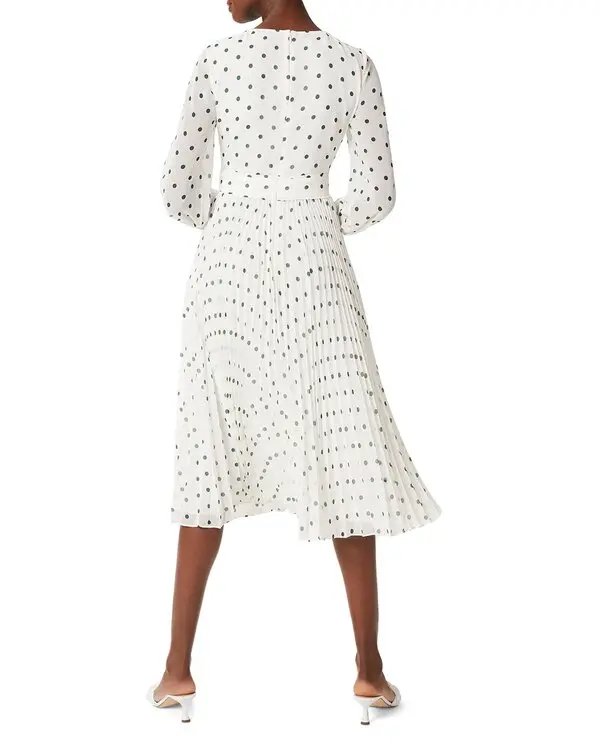 HOBBS LONDON Selena Pleated Polka Dot Dress