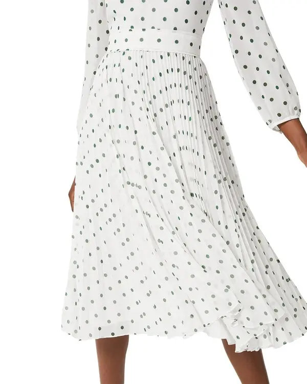 HOBBS LONDON Selena Pleated Polka Dot Dress