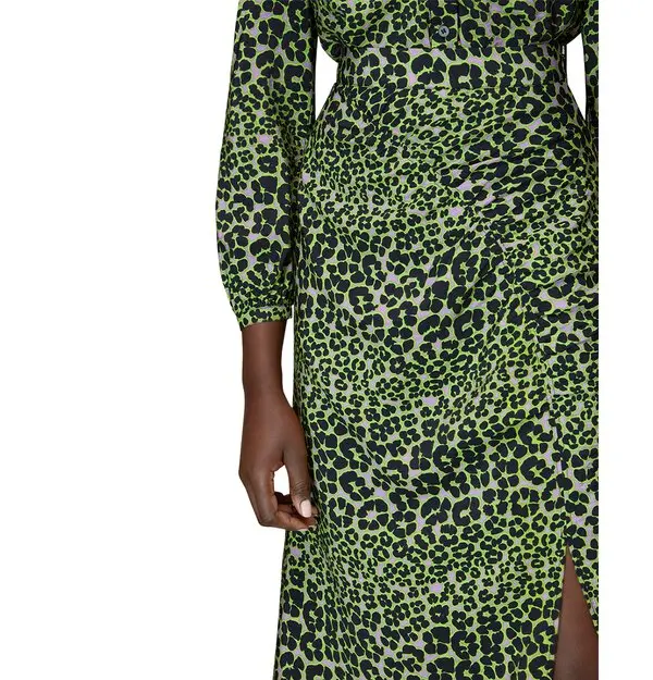 Whistles Fluro Animal Print Ruched Skirt - Multicolor