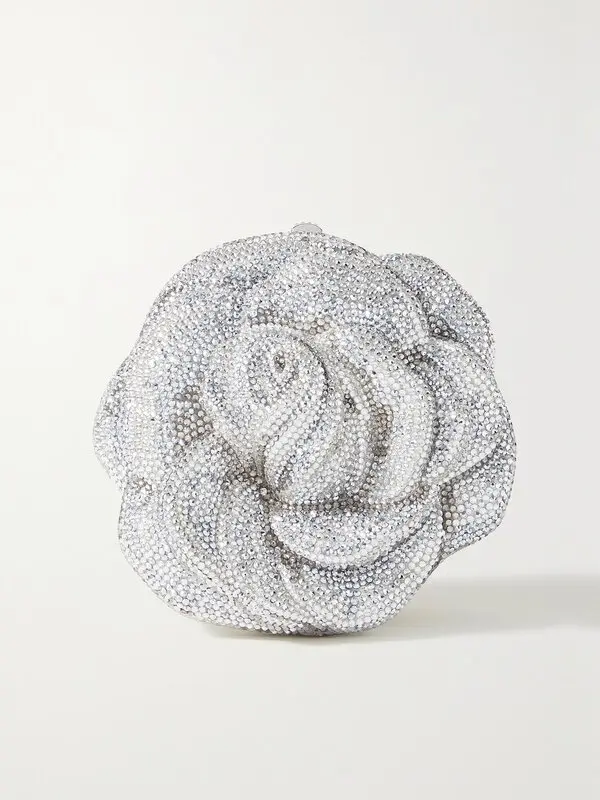 Judith Leiber Rose Desiree Crystal Clutch - Silver