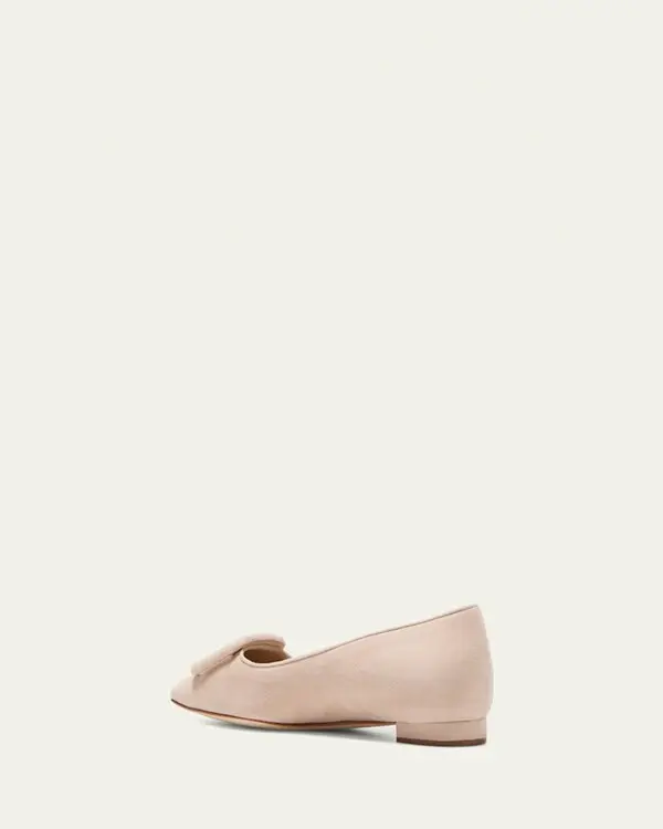 Manolo Blahnik Maysale Suede Ballerina Flats - Nude