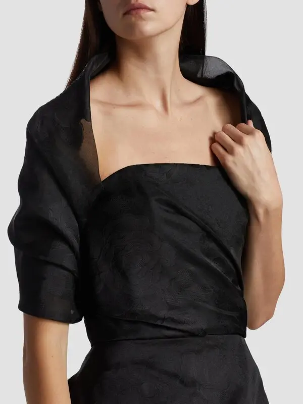 Amsale Floral Fil Coupe Cocoon Bolero