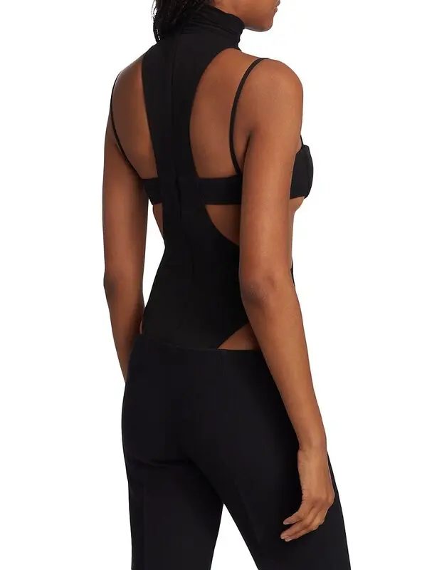 LAQUAN SMITH Mock Turtleneck Cut-out Bodysuit