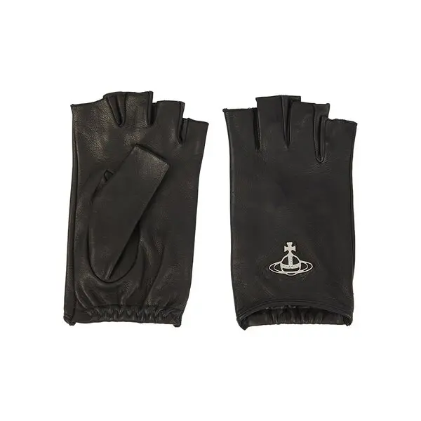 Vivienne Westwood Leather Fingerless Gloves In Black - 51