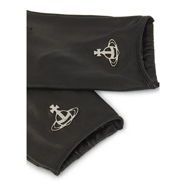 Vivienne Westwood Leather Fingerless Gloves In Black - 51% Off