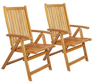 NORTHLIGHT Set Of 2 Brown Acacia 42' Folding Ch Airs - One-color