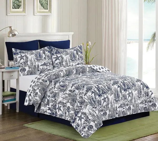 VALERIE PARR HILL Reef Shores 3-piece Cotton King Quilt Set Va Lerie - One-color
