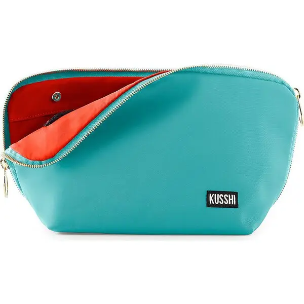 KUSSHI Signature Makeup Bag - Sea Green/bright Orange