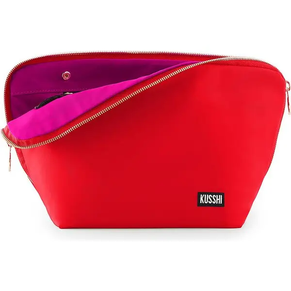 KUSSHI Vacationer Makeup Bag - Candy Apple Red/ Pink Nylon