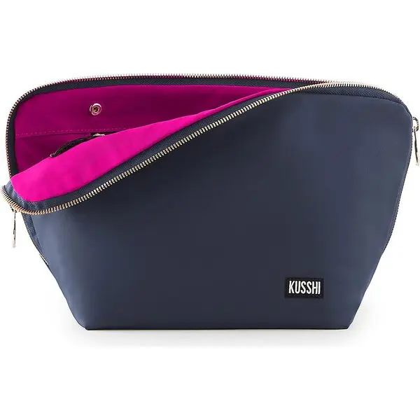 KUSSHI Vacationer Makeup Bag - Classic Navy/pink