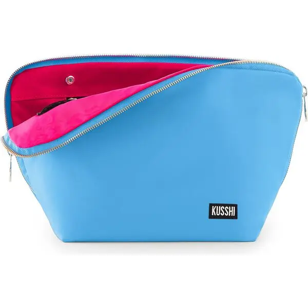 KUSSHI Vacationer Makeup Bag - Electric Blue/ Neon Pink