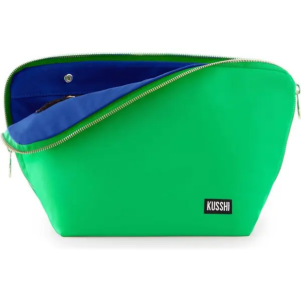 KUSSHI Vacationer Makeup Bag - Kelly Green/light Navy