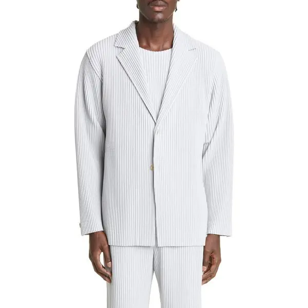 Issey Miyake Basics Pleated Blazer - Light Gray