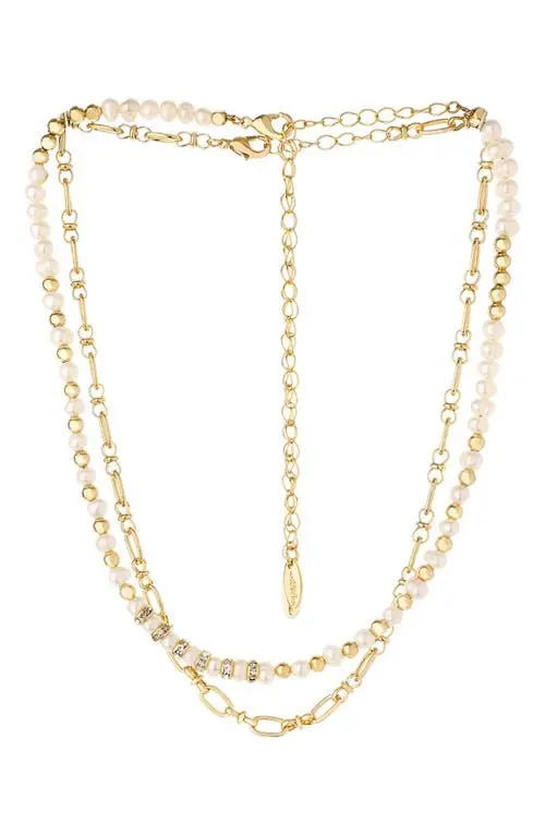 Ettika Set Of 2 Freshwater Pearl And Chain Necklaces - Gold