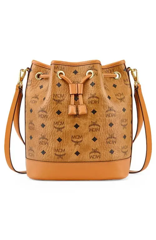 Mcm Dessau Monogram Drawstring Bucket Bag With Pouch