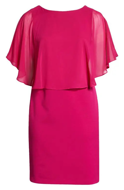 CONNECTED APPAREL Cape Sleeve A-line Dress - Fuschia