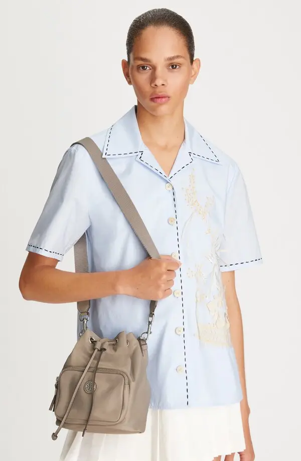 Tory Burch Virginia Recycled Nylon Bucket Bag