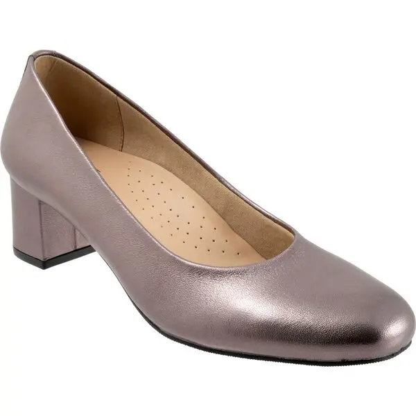 Trotters Daria Block Heel Pumps - Pewter