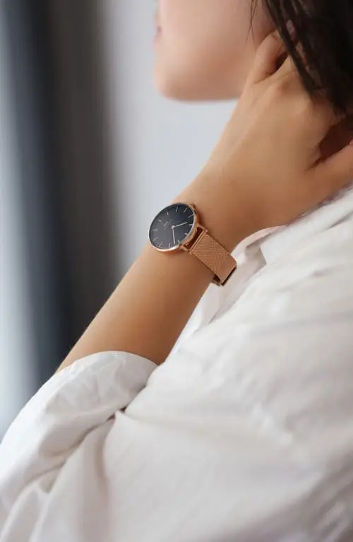 DANIEL WELLINGTON Classic Petite Mesh Strap Watch - Rose Gold/white/rose Gold