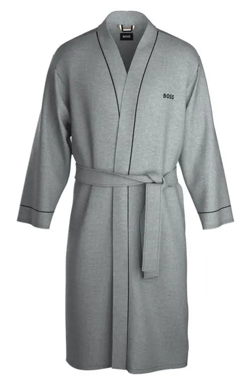 BOSS Piped Cotton Robe - Med Gy
