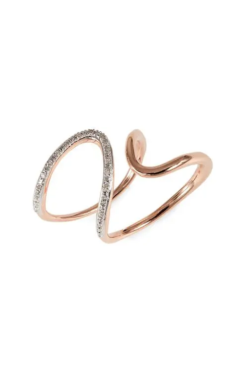 Monica Vinader Riva Diamond Open Wrap Ring - 18ct Rose Gold On Sterling