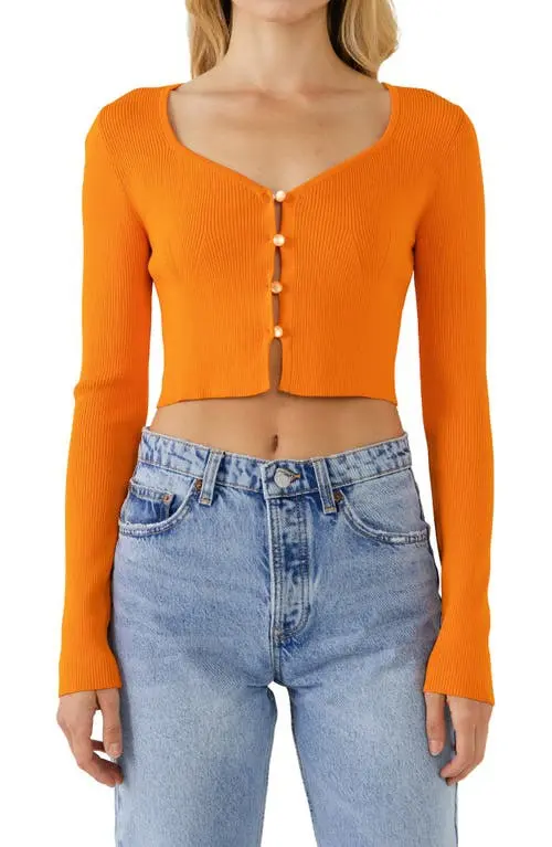 Endless Rose Ribbed Crop Cardigan - Orange