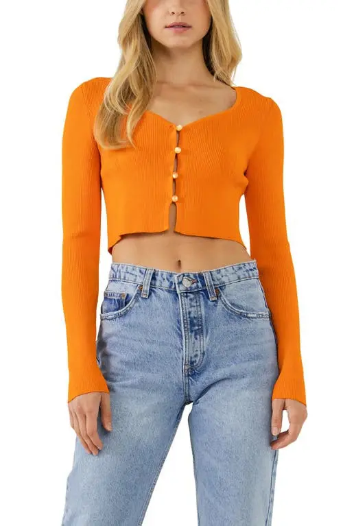 Endless Rose Ribbed Crop Cardigan - Orange