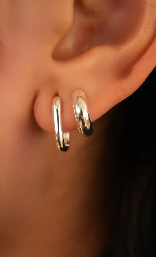 Argento Vivo Oblong Hoop Earrings - Silver