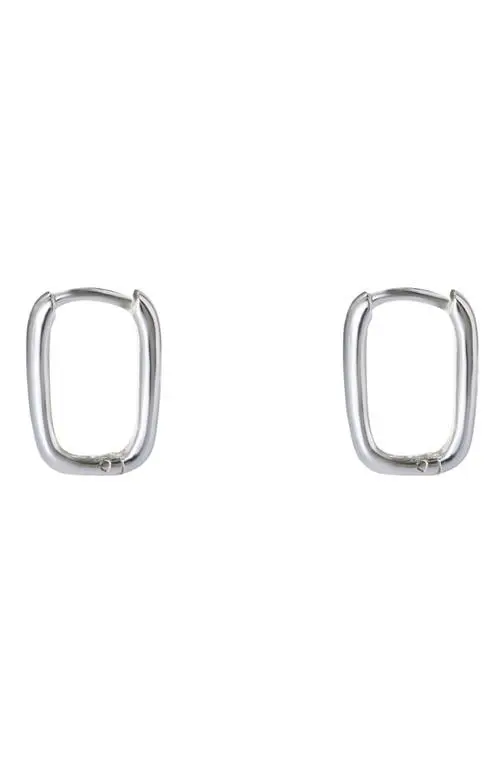 Argento Vivo Oblong Hoop Earrings - Silver