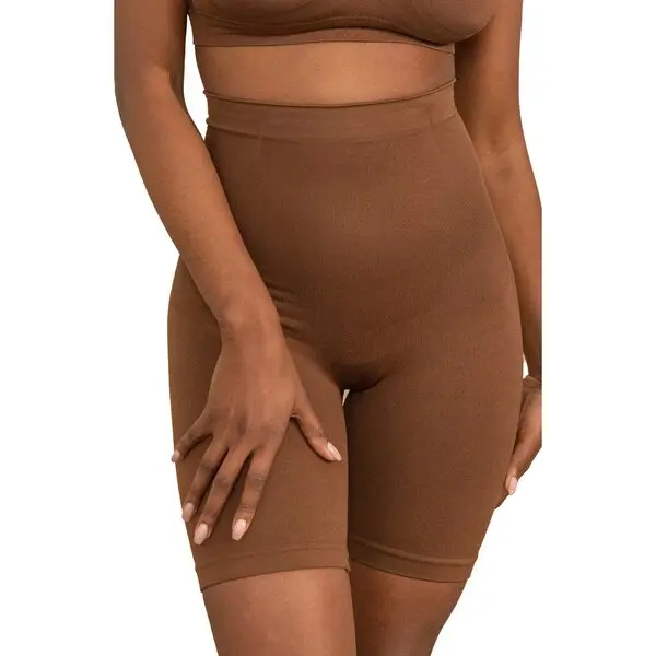 SHAPERMINT ESSENTIALS High Waist Shaper Shorts - Chocolate