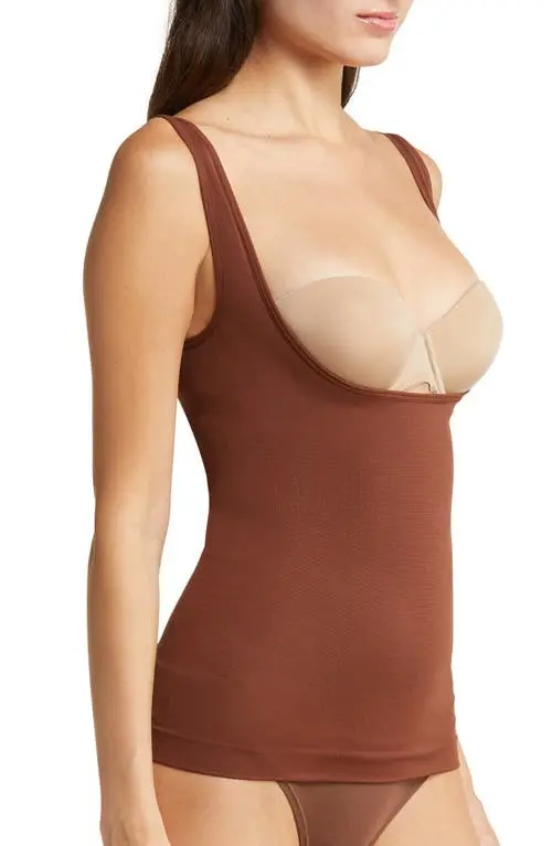 SHAPERMINT Open Bust Shaper Camisole - Chocolate
