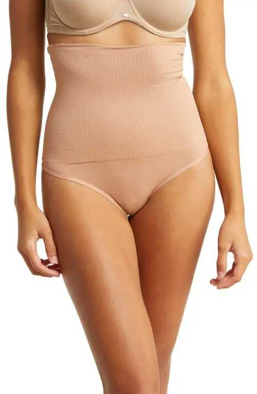 SHAPERMINT ESSENTIALS High Waist Shaper Thong - Latte