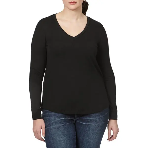 Universal Standard Long Sleeve V-rex Tee - Black