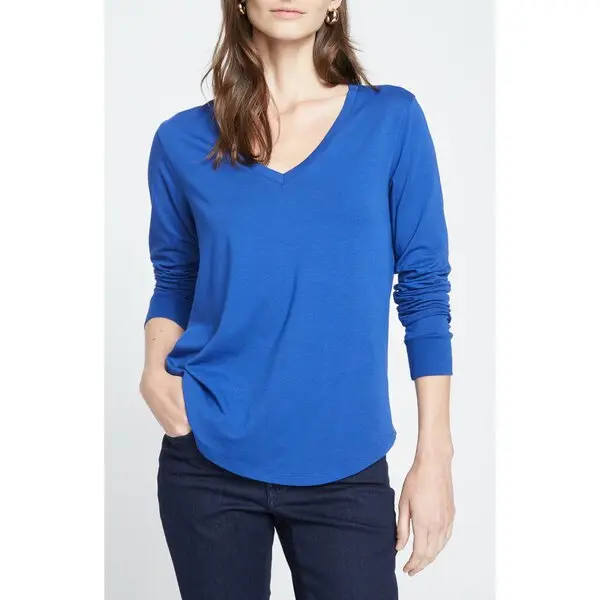 Universal Standard Long Sleeve V-rex Tee - Lapis Blue