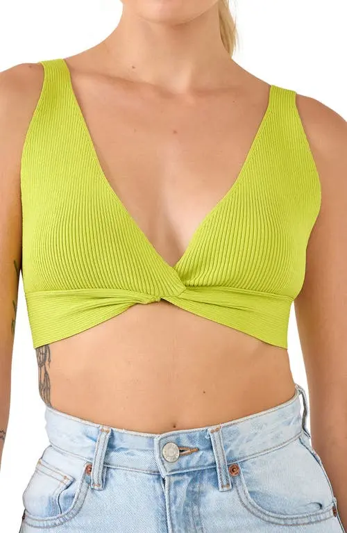 Endless Rose Twisted Ribbed Bralette Top - Celery